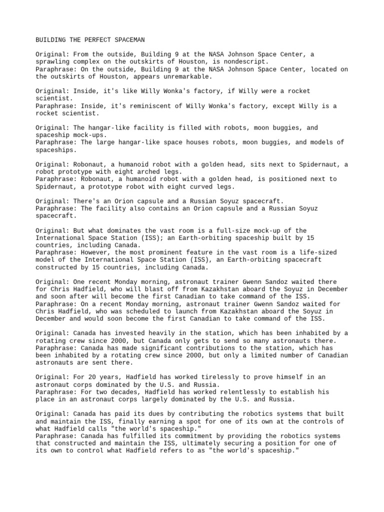 Building The Perfect Spaceman | PDF | International Space Station ...