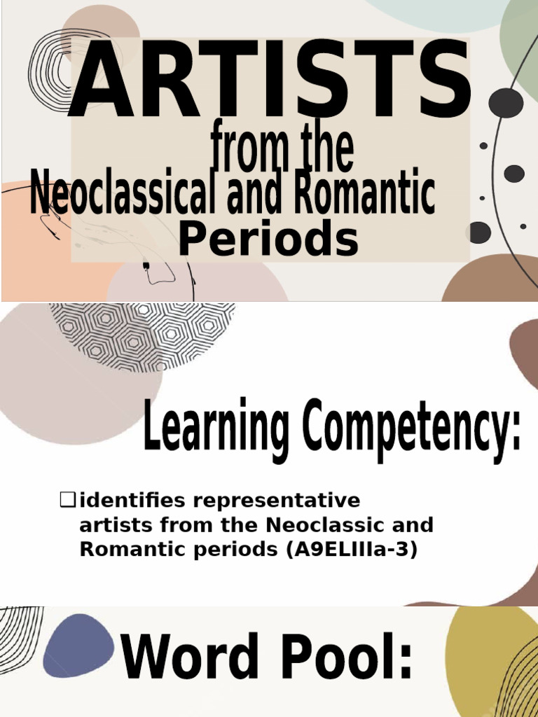 Neoclassical and Romantic Artists Guide | PDF | Romanticism | The Arts