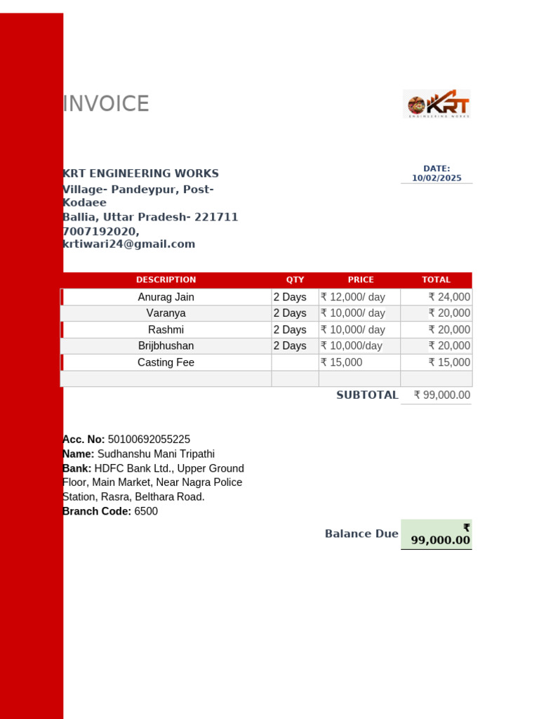 Modern Word Invoice Template | PDF
