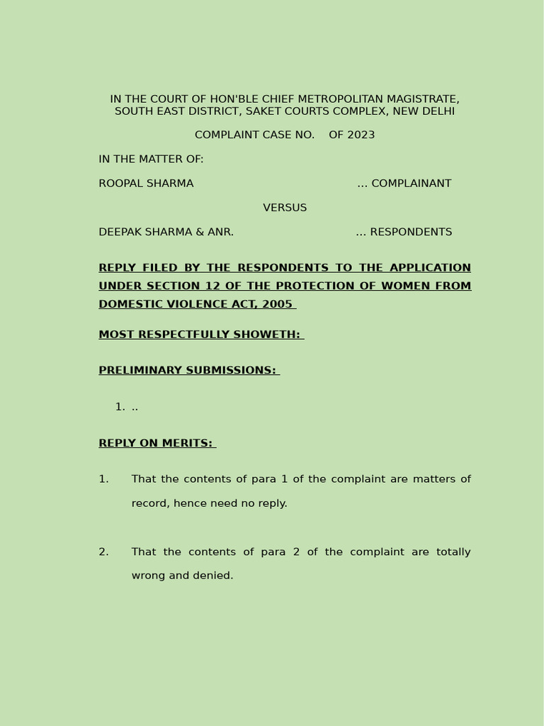 REPLY TO APPLICATION Format | PDF | Affidavit | Justice