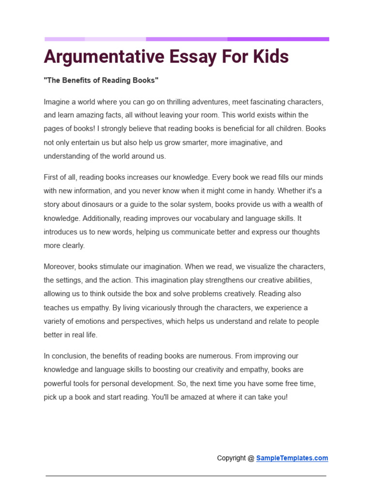 Argumentative Essay For Kids | PDF