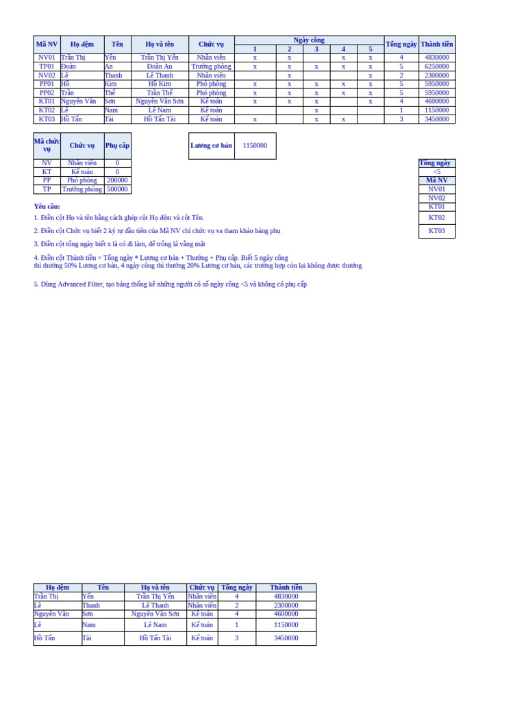 BÀI EXCEL LUYỆN TẬP T6.2024 | PDF