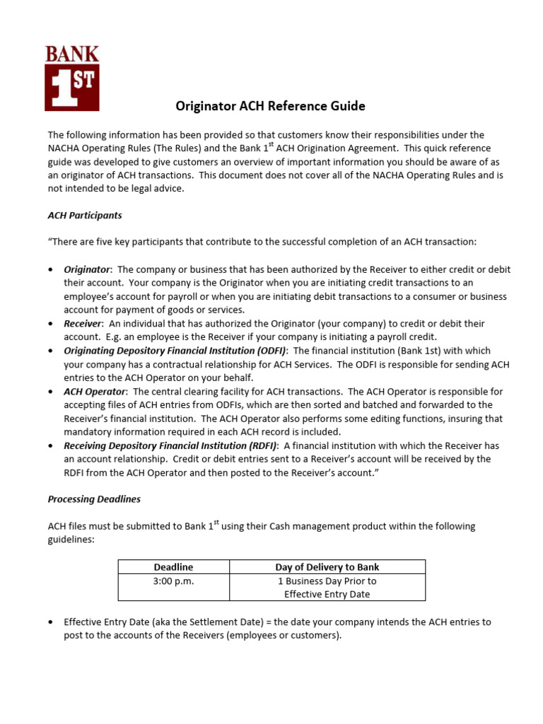 Originator ACH Reference Guide | PDF | Malware | Computer Security