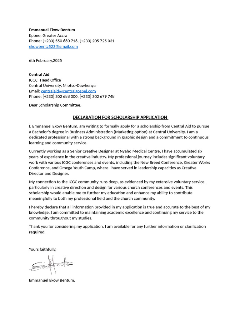 Emmanuel Ekow Bentum Declaration | PDF