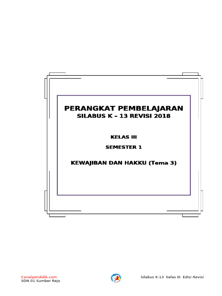 Silabus K3 Tema 4 Kur 2013 Rev 2018 | PDF