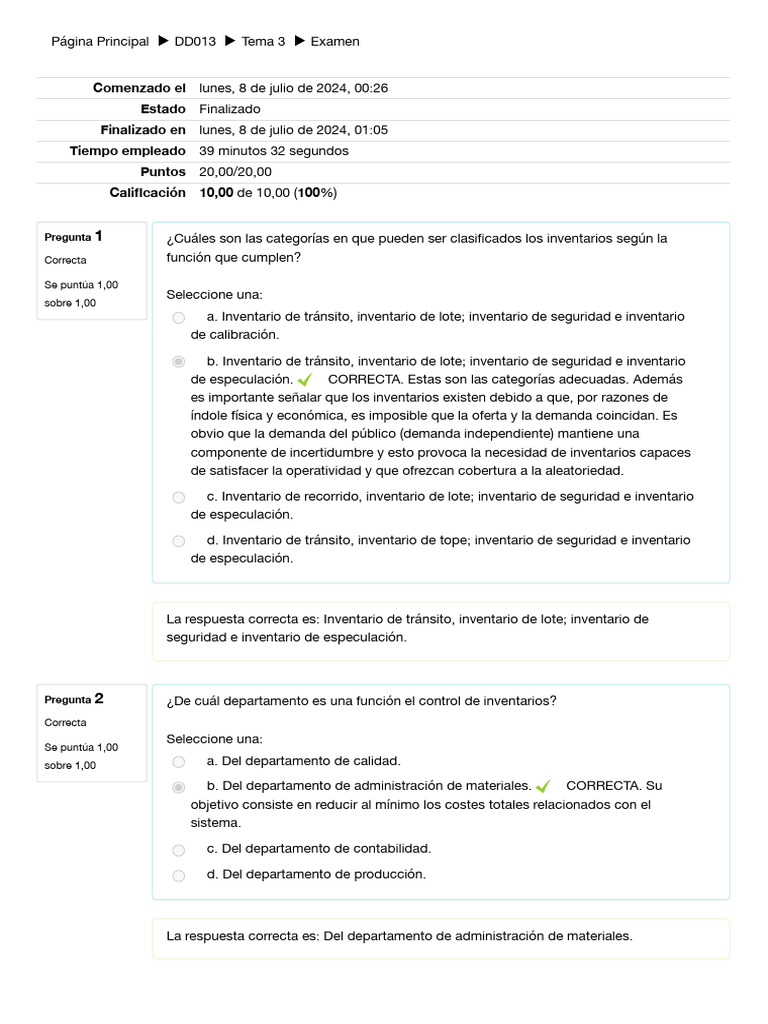 DD013 Logistica Examen | PDF | Logística | Contabilidad