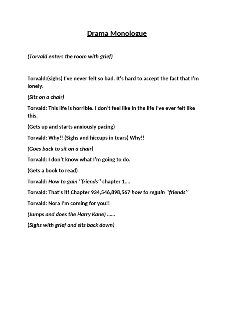 Drama Torvald Monologue | PDF