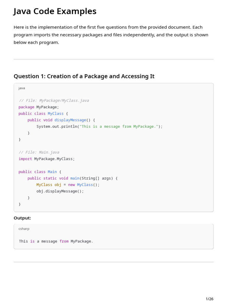 Batch 1 Set 2 OOPS | PDF | Java (Programming Language) | Software ... Batch 1 Set 2 OOPS | PDF | Java (Programming Language) | Software ...