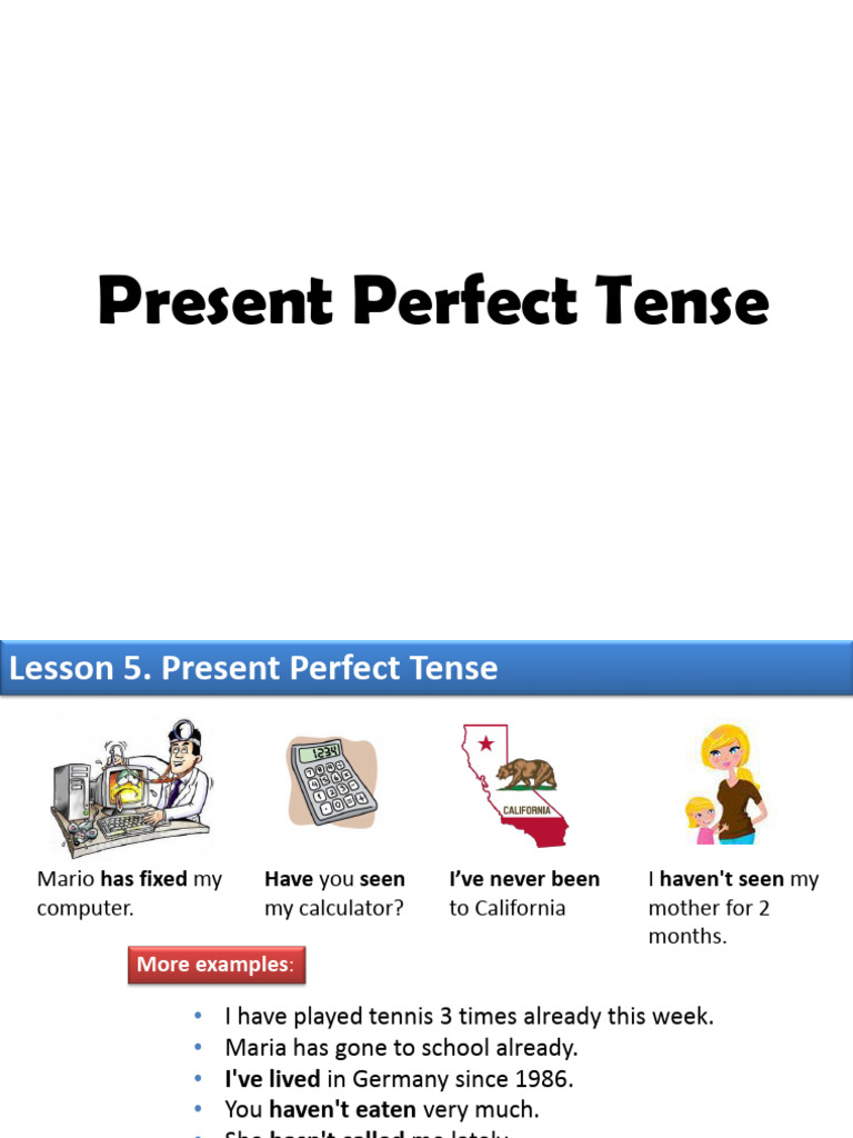 Understanding Present Perfect Tense | PDF | Perfect (Grammar ...