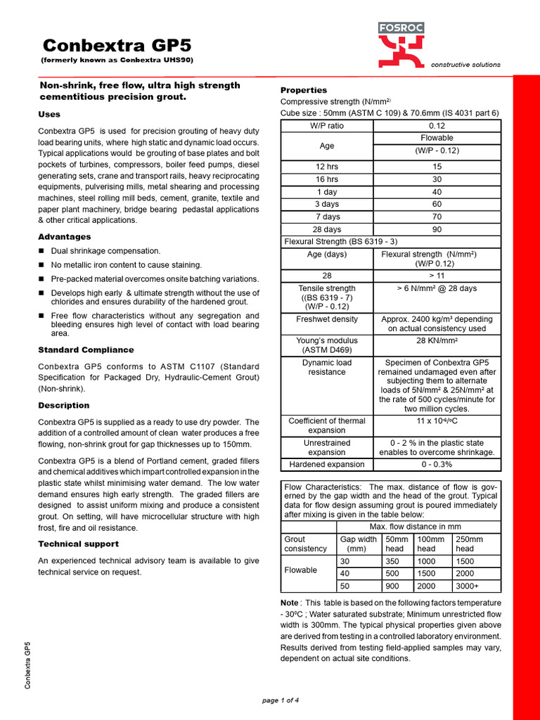 TDS Conbextra GP5 India v2 | PDF | Cement | Concrete