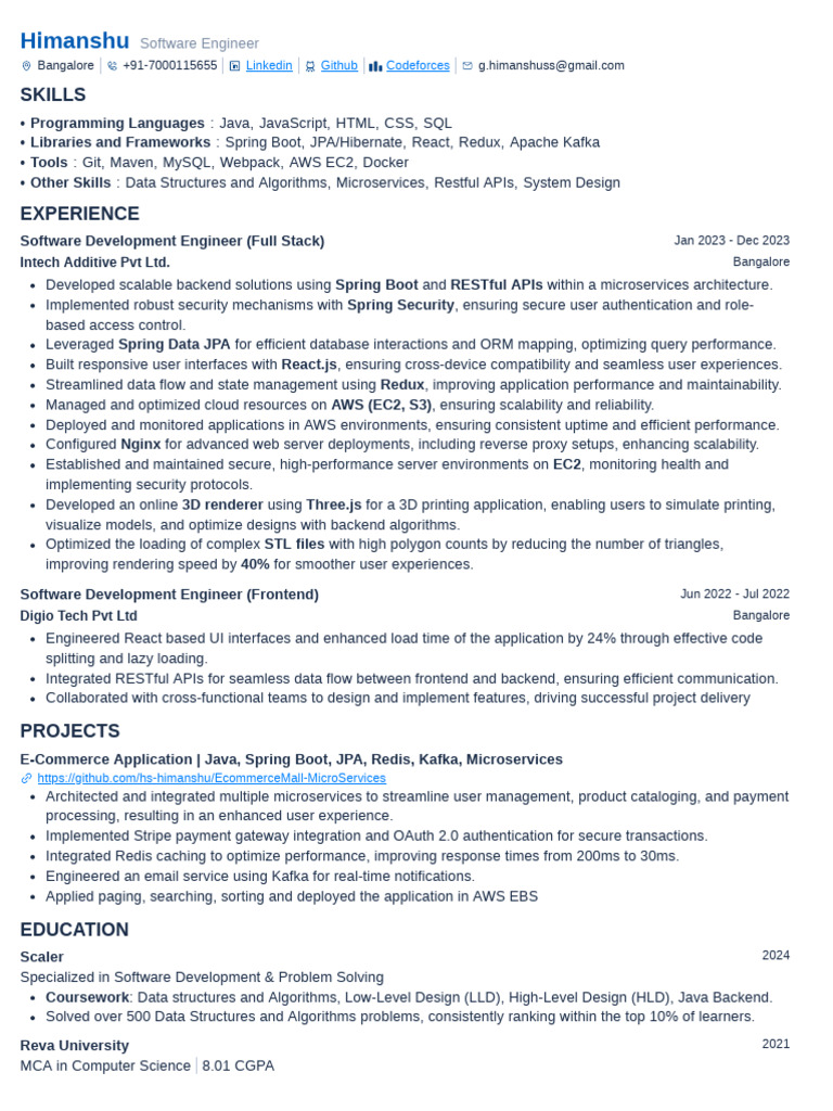 Himanshu_Resume | PDF | Computing | Information Technology