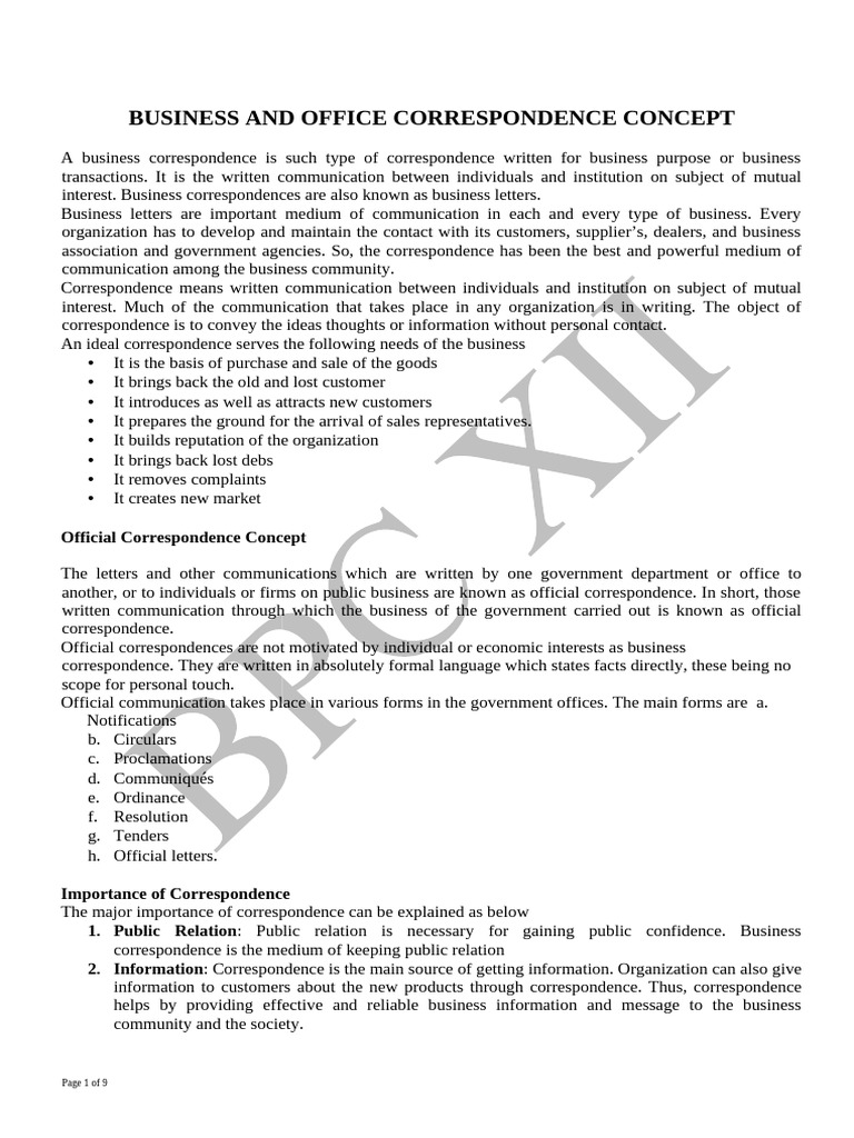 Business-Correspondence | PDF | Communication | Information