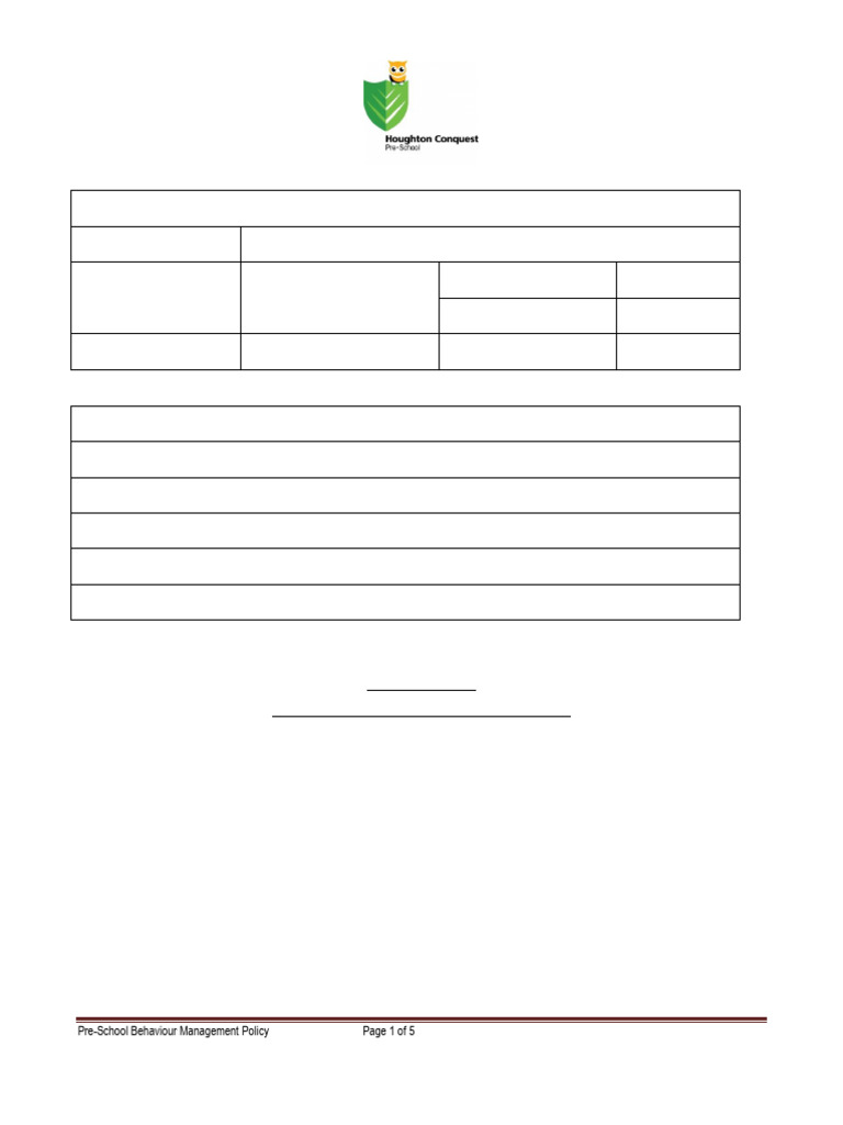 Pre-School Behaviour Management Policy | PDF | Anger | Child Development