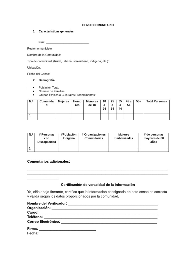 Censo Comunitario | PDF
