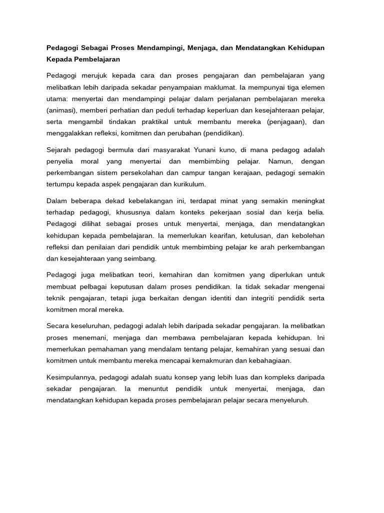 Ep - TOPIK 1 - Pedagogi Sebagai Proses Mendampingi, Menjaga, Dan Mendatangkan Kehidupan Kepada ...