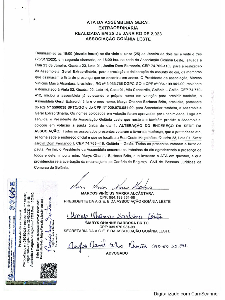 01 Ata de Assembleia Geral | PDF