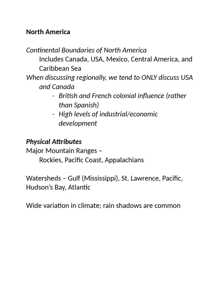 North American Unit Overview | PDF