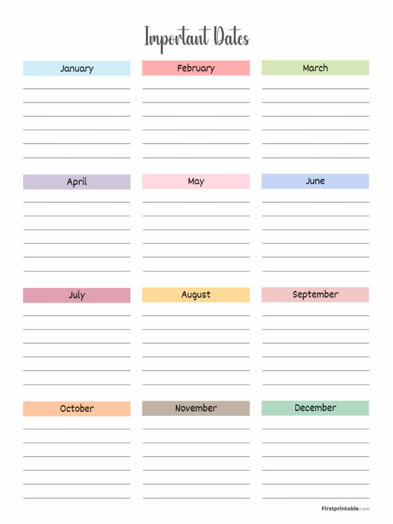 Printable-Planner-Important-Dates_Firstprintable_com | PDF