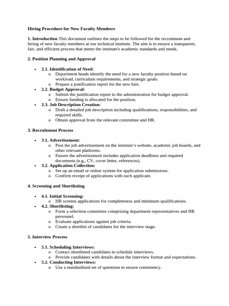 Faculty Hiring Procedure Guide | PDF | Recruitment