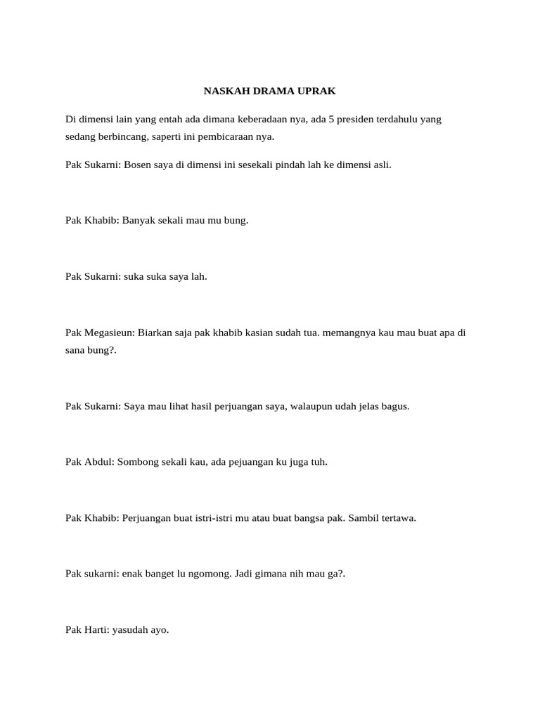 NASKAH DRAMA UPRAK 1 | PDF