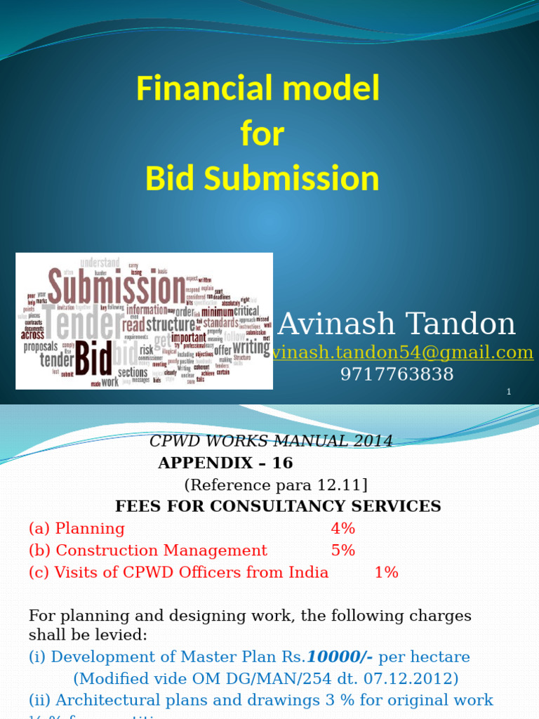 B-6 Financial Model For Bid Submission | PDF | Business
