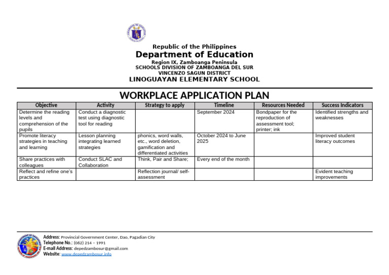 Workplace Application Plan | PDF