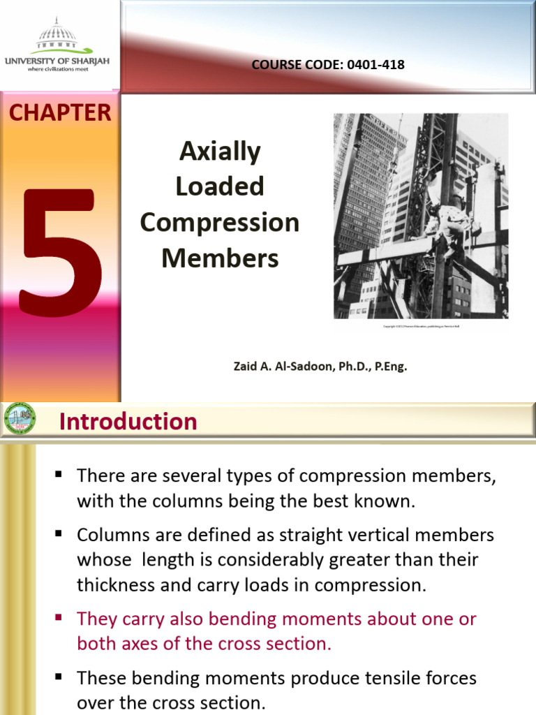 Chapter 5 - Introduction To Axially Loaded Compression Members | PDF ...