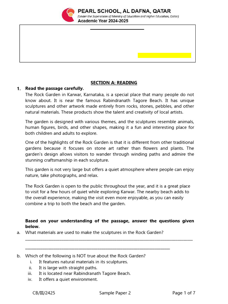 QP - CB - III - Eng - Revision Assignment 2 | PDF | Trees