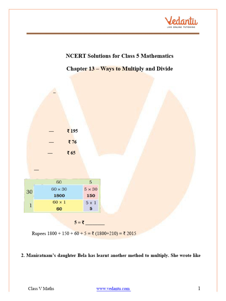 Ncert Solutions Class 5 Maths Chapter 13 | PDF | Division (Mathematics) | Mathematics