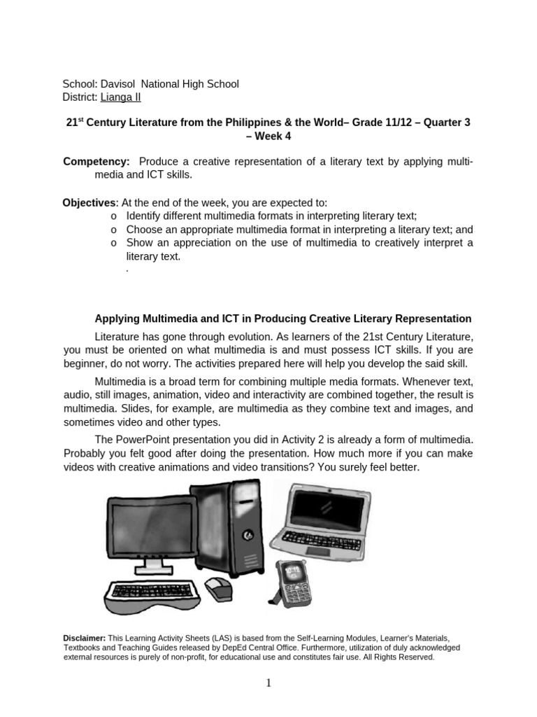 21st Cent Q3week 4 | PDF | Multimedia | Educational Technology