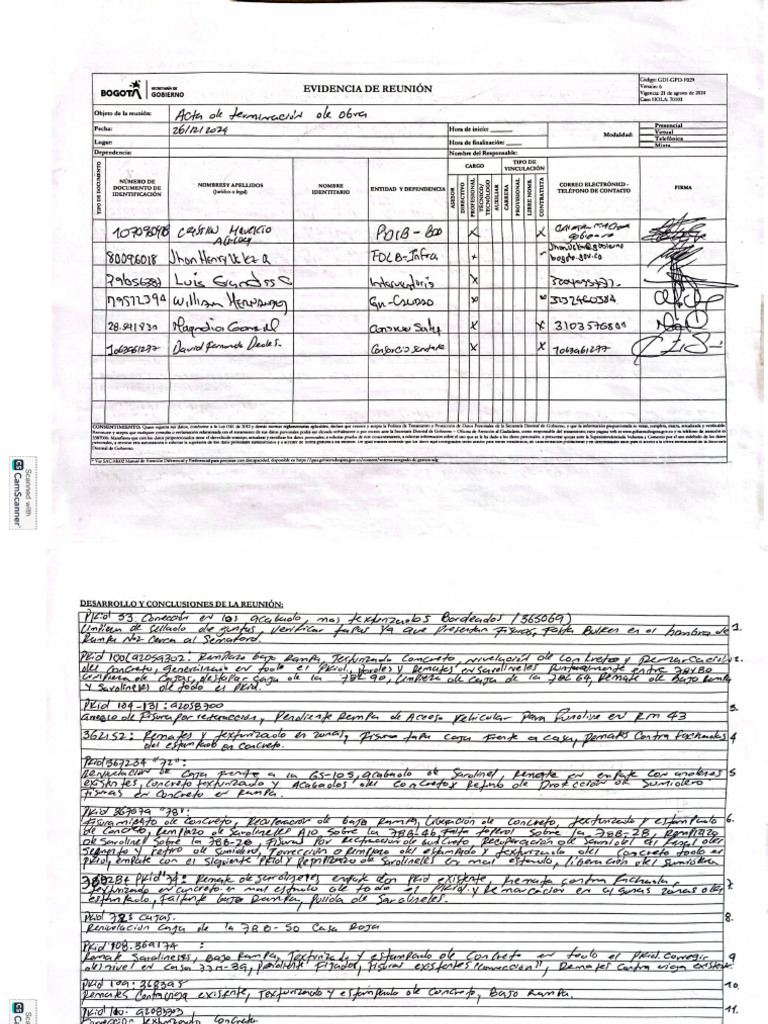 Acta de Terminación | PDF