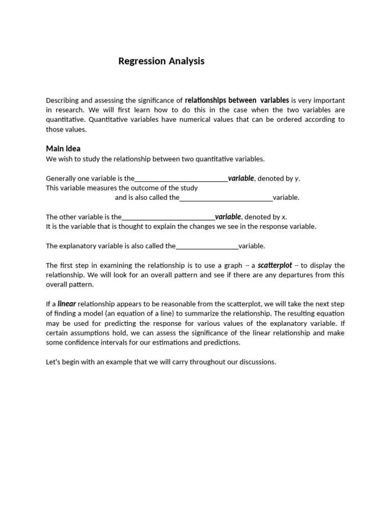 Interactive Lecture Notes 12-Regression Analysis | PDF | Errors And ...