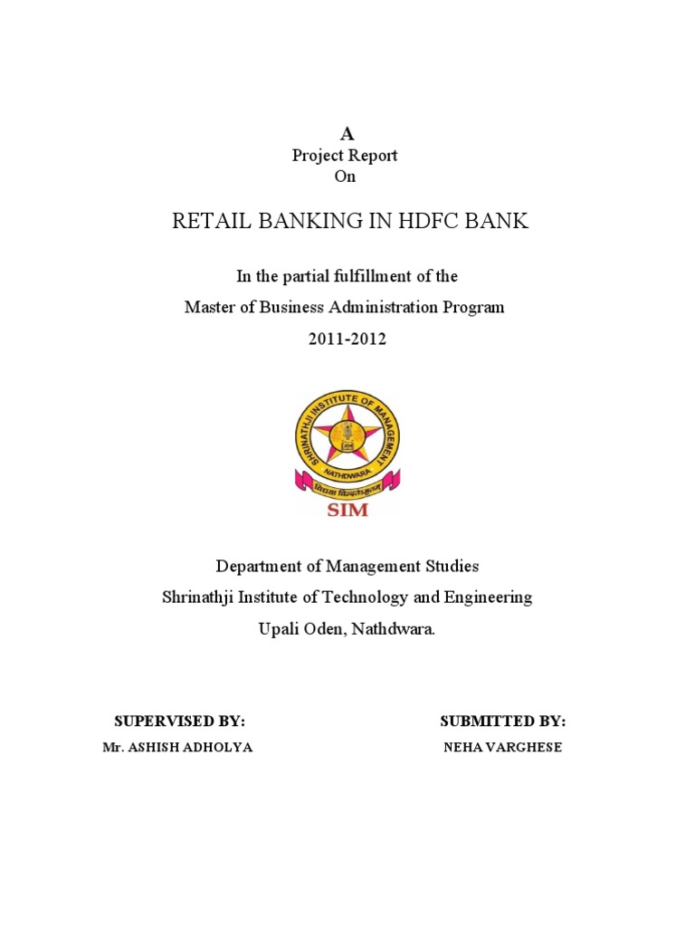 HDFC Bank Retail Banking Project Report | PDF