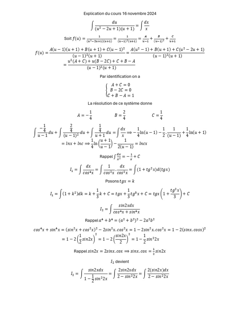 Explication Du Cours 16 Novembre 2024 | PDF
