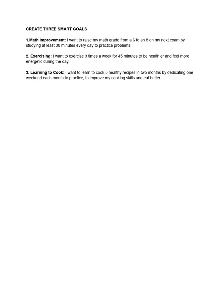 Create Three Smart Goals | PDF