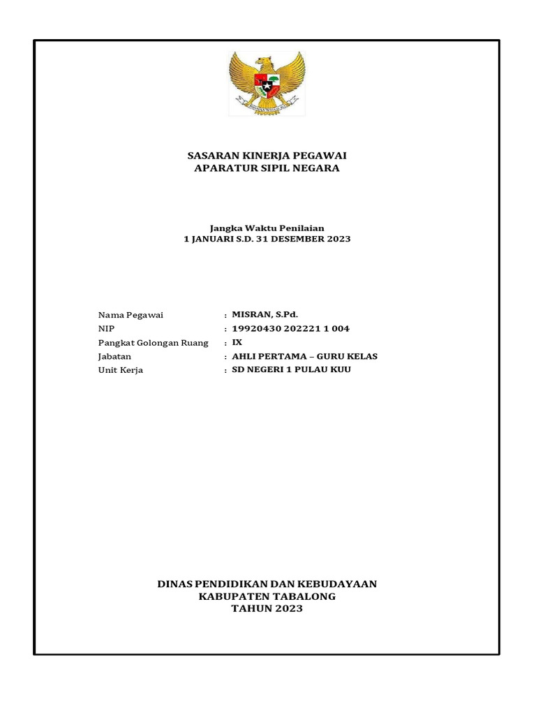 Sasaran SKP Tahun 2023 - Misran | PDF