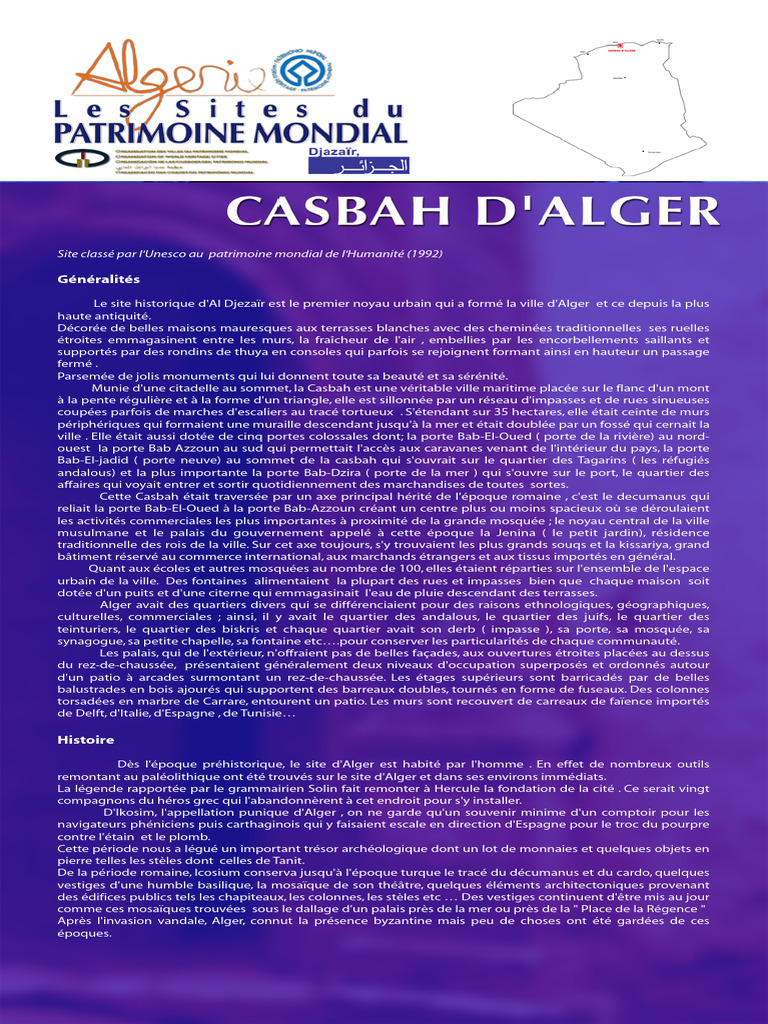 Histoire et architecture de la Casbah d'Alger | PDF | Alger