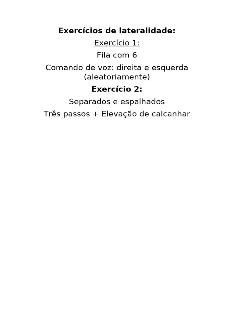 Exercícios de Lateralidade para Coordenação | PDF