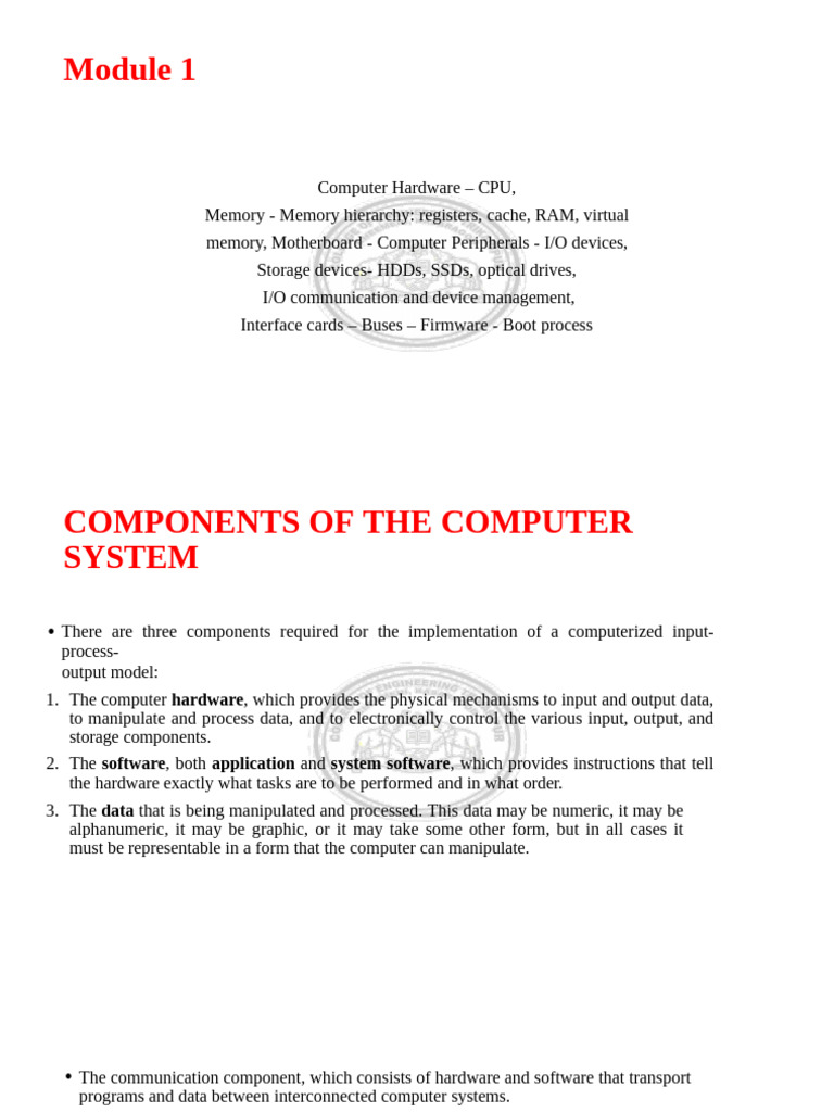 MODULE 1 Part 1 | PDF | Computer Data Storage | Random Access Memory