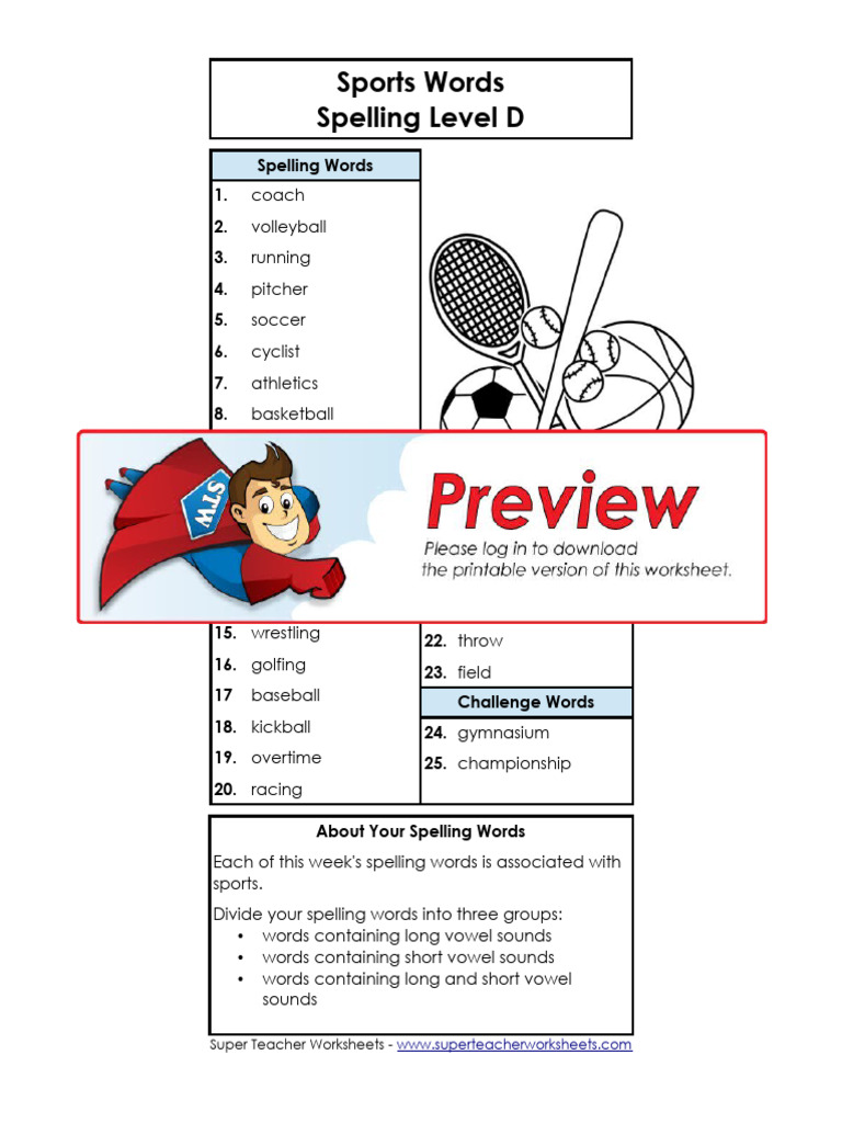 Sports-Themed Spelling Words List | PDF