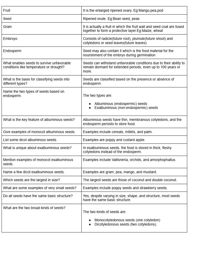 Seed Types and Germination Explained | PDF | Seed | Germination