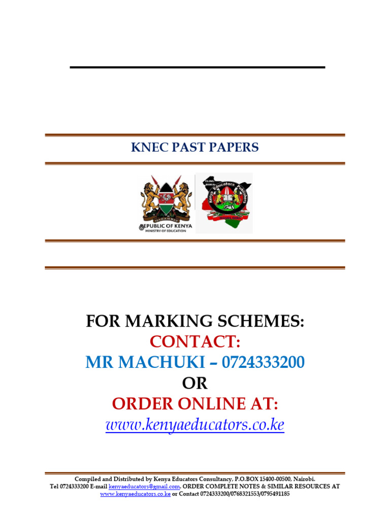 KCPE 2010-2022 Math Past Papers | PDF | Kenya