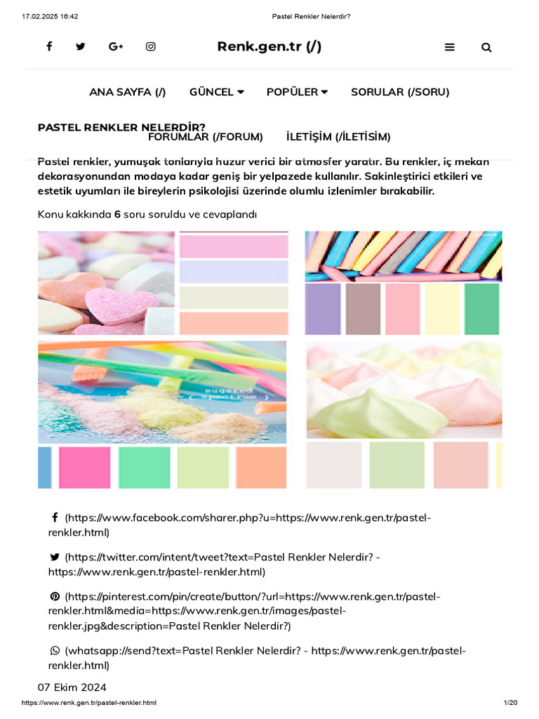 Pastel Renkler Nelerdir | PDF