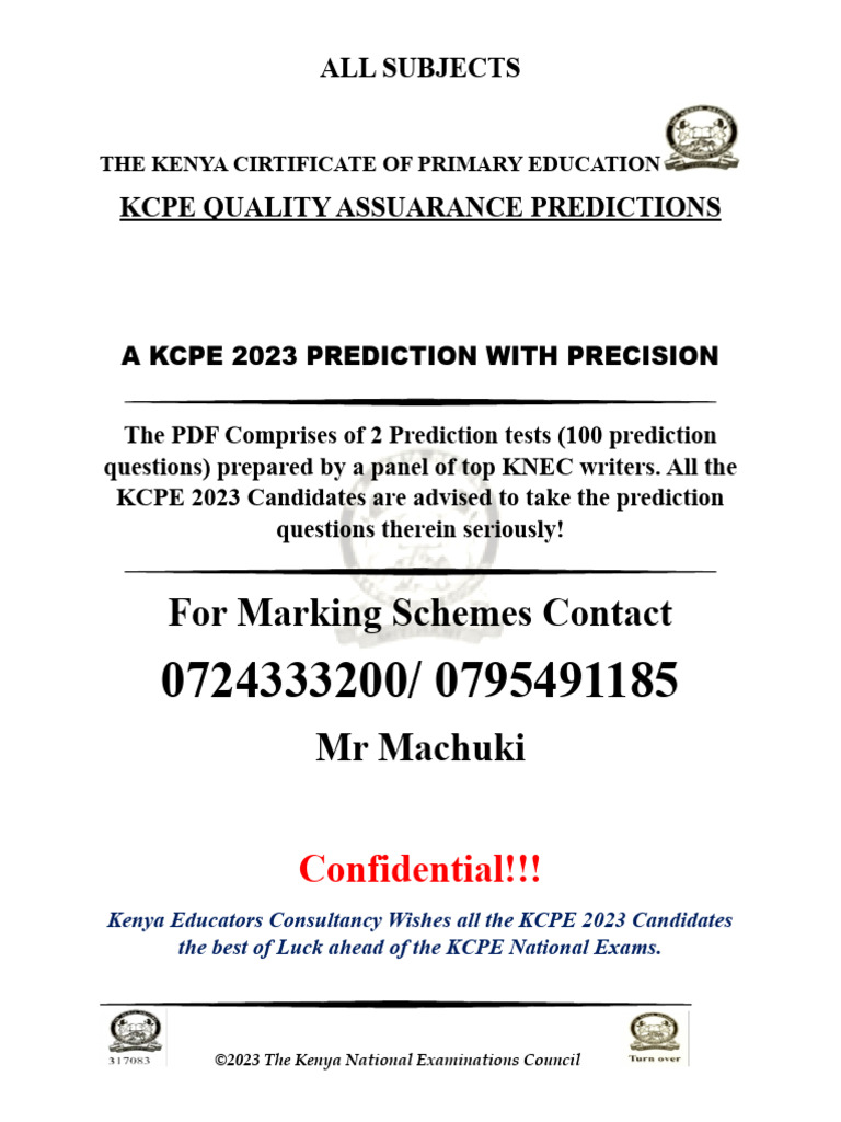 Kcpe 2023 Qa Predictions | PDF | Socrates | Plato