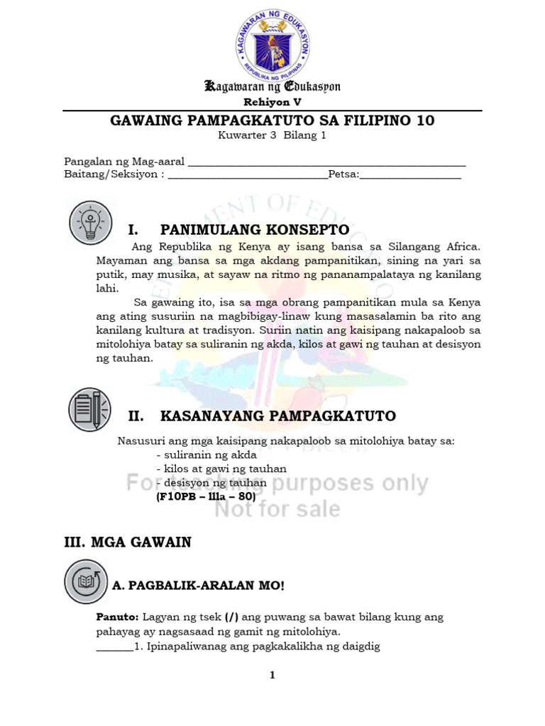 Las1 Fil.g10 Q3-1 | PDF