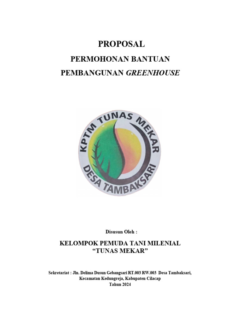 Proposal Bantuan Greenhouse Melon | PDF