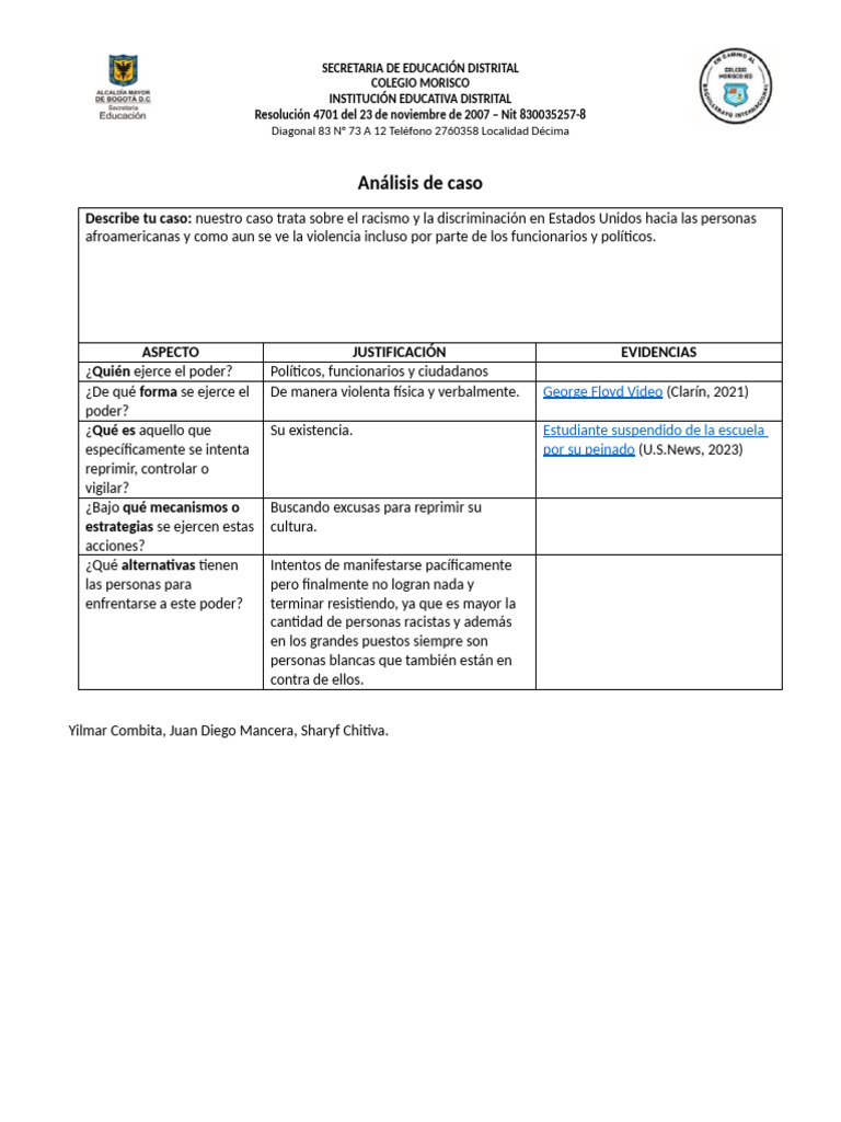 Plantilla de Análisis de Casos de Poder JSY | PDF