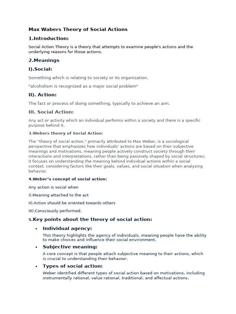 Max Weber's Social Action Theory Explained | PDF | Rationality ...