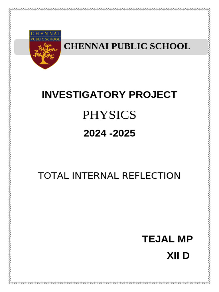 Phy Proj PDF | PDF | Refraction | Reflection (Physics)