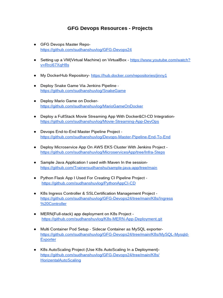 DevOps Projects & Resources Guide | PDF